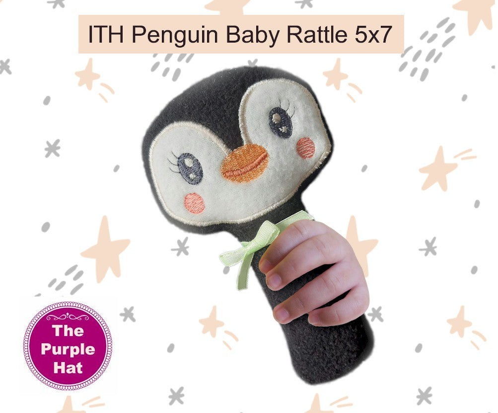 ITH Penguin Baby Rattle 5x7 – The Purple Hat