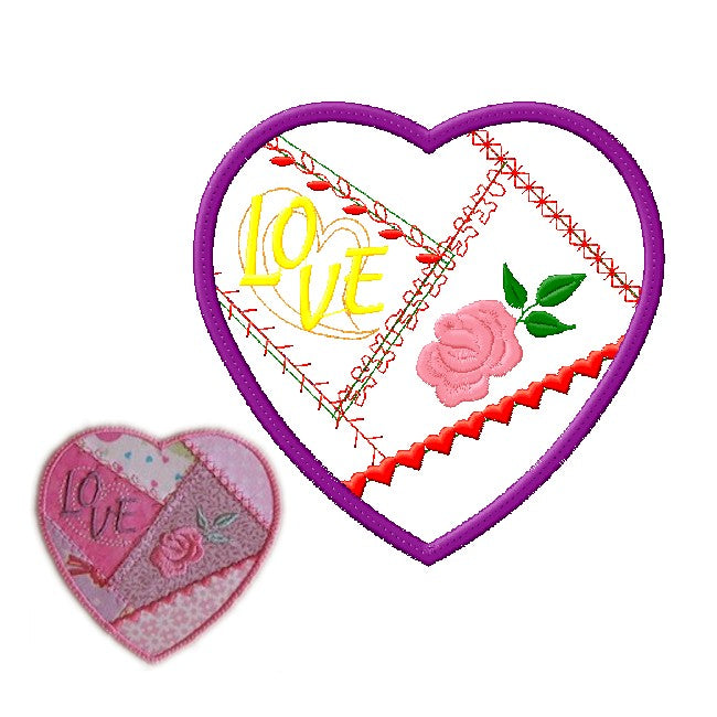 Crazy Heart applique piece in the hoop design - 4x4 and 5x7 – The ...